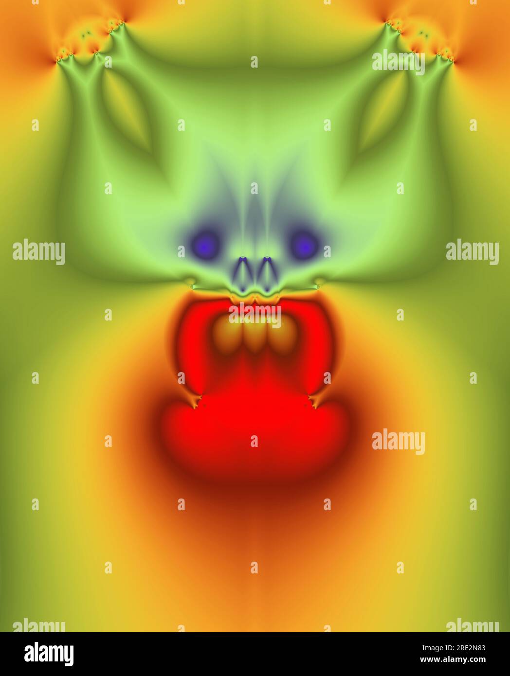 complex fractal image, cute face cat creature digital art, colourful ...