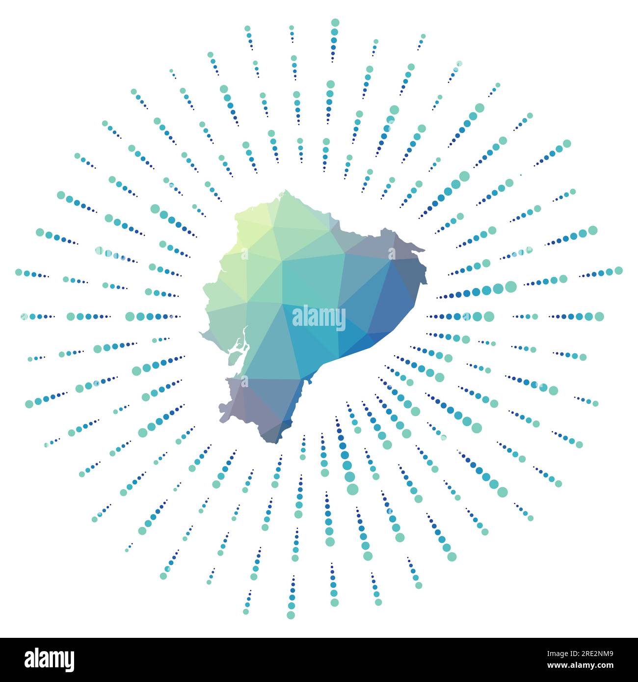 Shape of Ecuador, polygonal sunburst. Map of the country with colorful ...