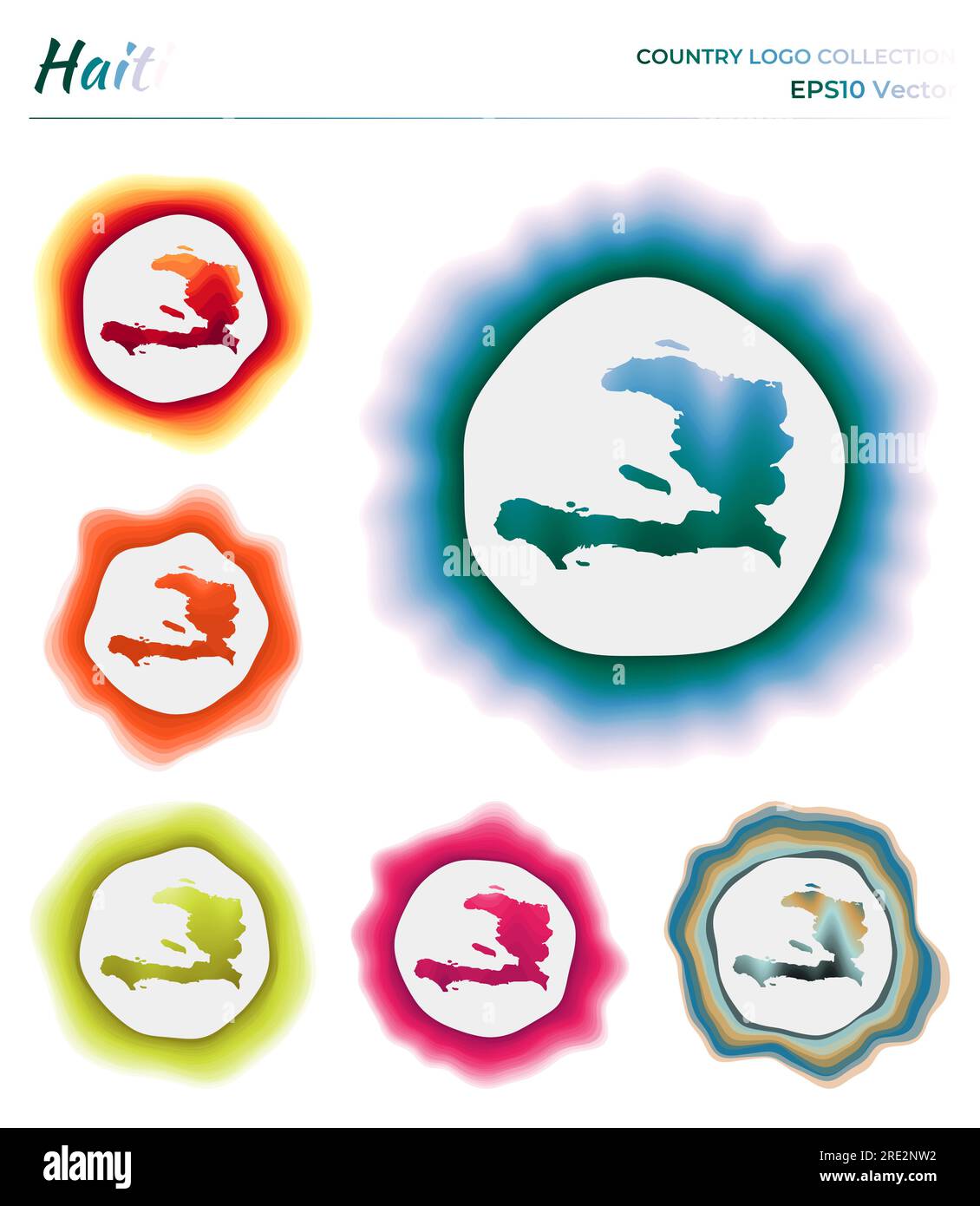 Haiti logo collection. Colorful badge of the country. Layers around ...