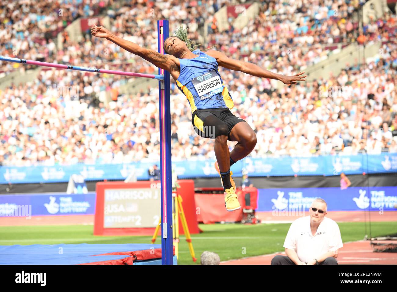 JuVaughn Harrison (USA) wins the high jump at 7-8½ (2.35m) during the ...