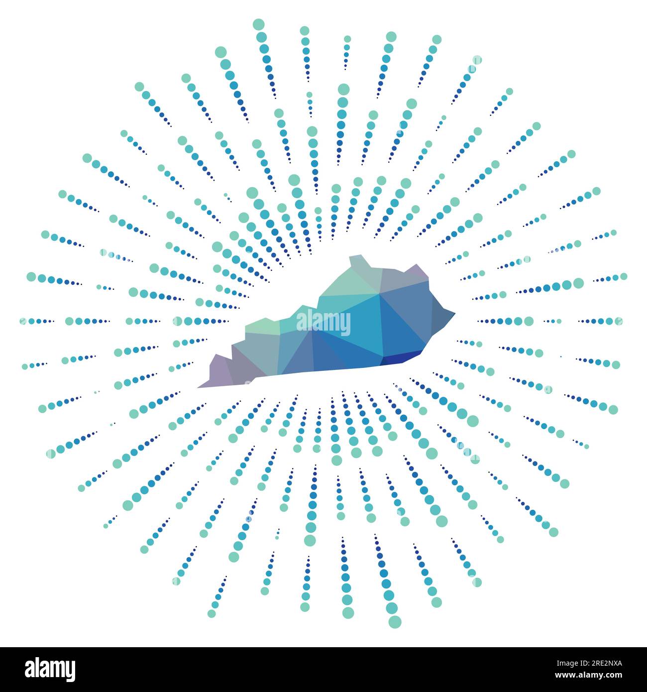 Shape of Kentucky, polygonal sunburst. Map of the US state with ...