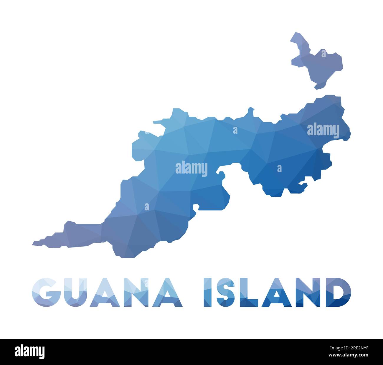 Low poly map of Guana Island. Guana Island polygonal map. Technology ...