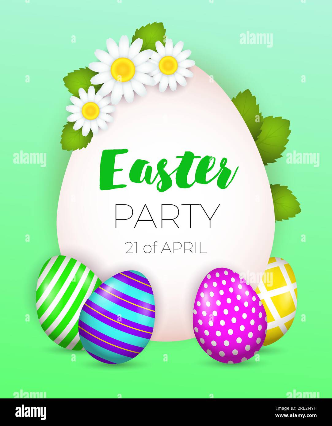 Easter Party, twenty first of April lettering with flowers Stock Vector ...