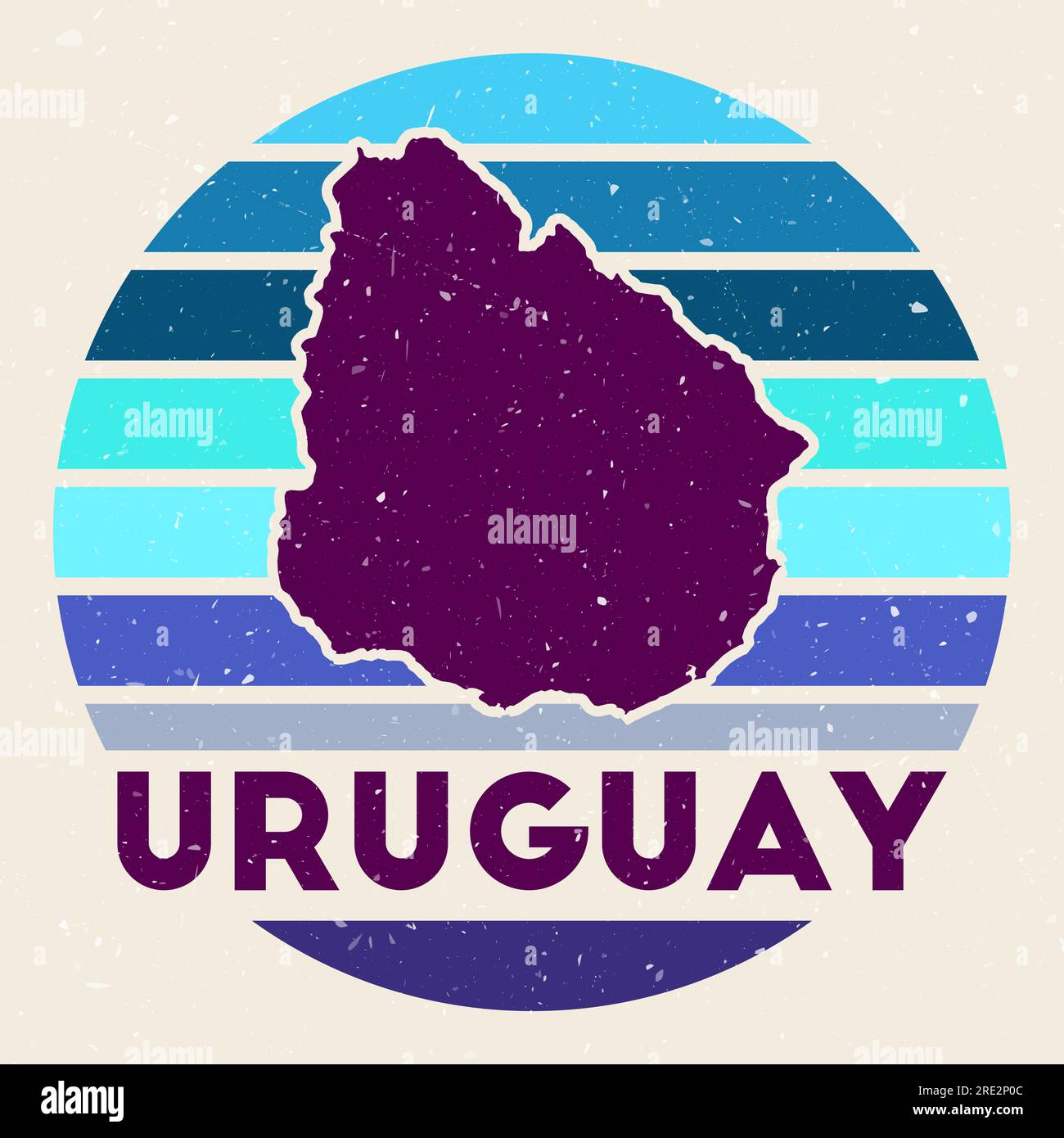 Uruguay logo. Sign with the map of the country and colored stripes ...