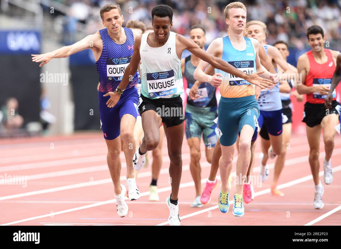 Yared Nuguse (USA) wins the 1,500m in 3:30.44 during the London ...