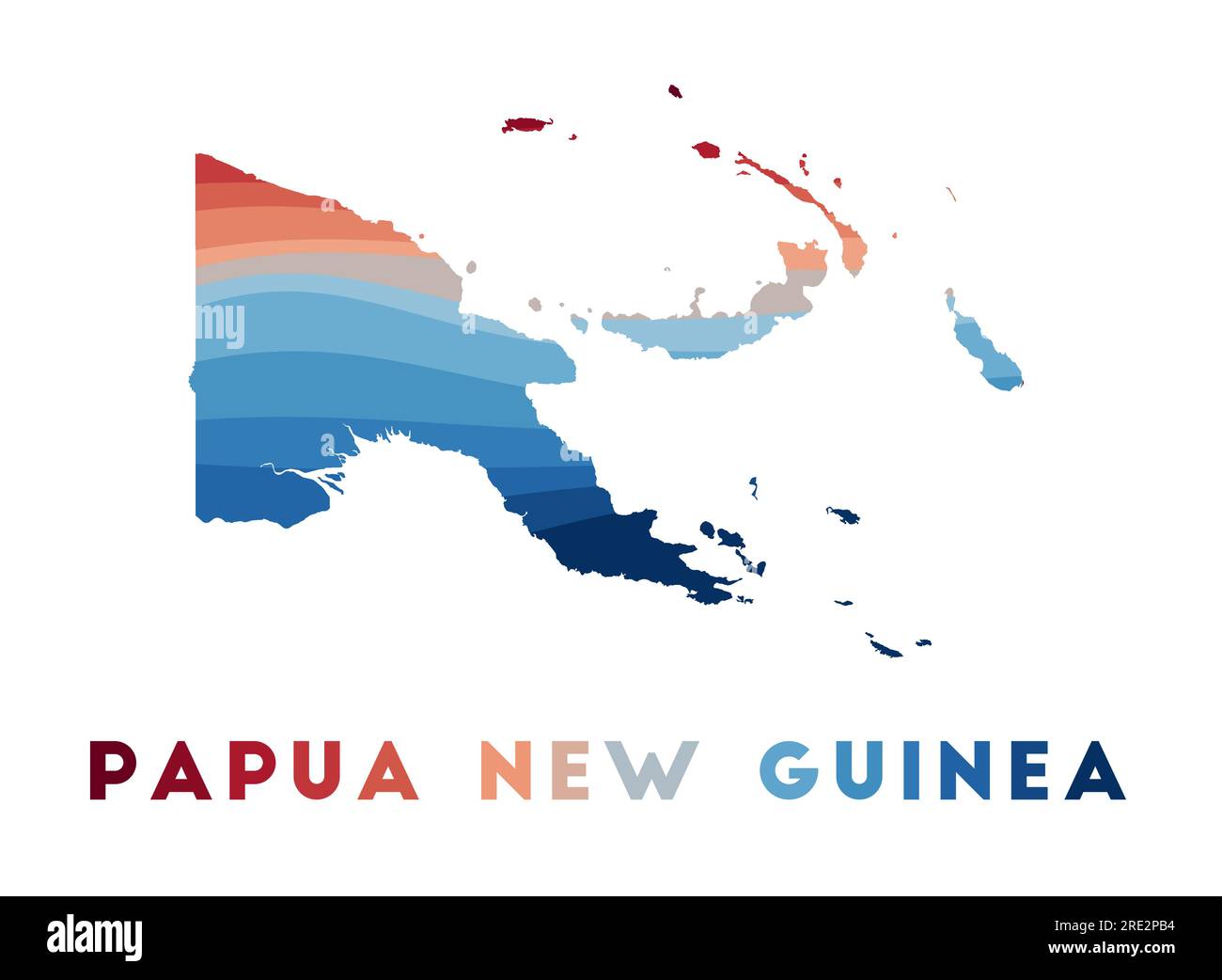 Papua New Guinea map. Map of the country with beautiful geometric waves ...