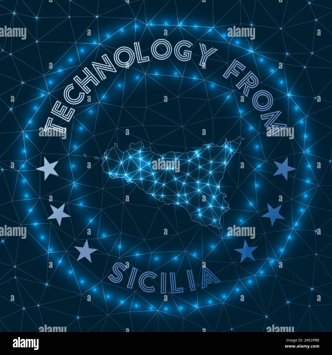 Technology From Sicily. Futuristic geometric badge of the island ...