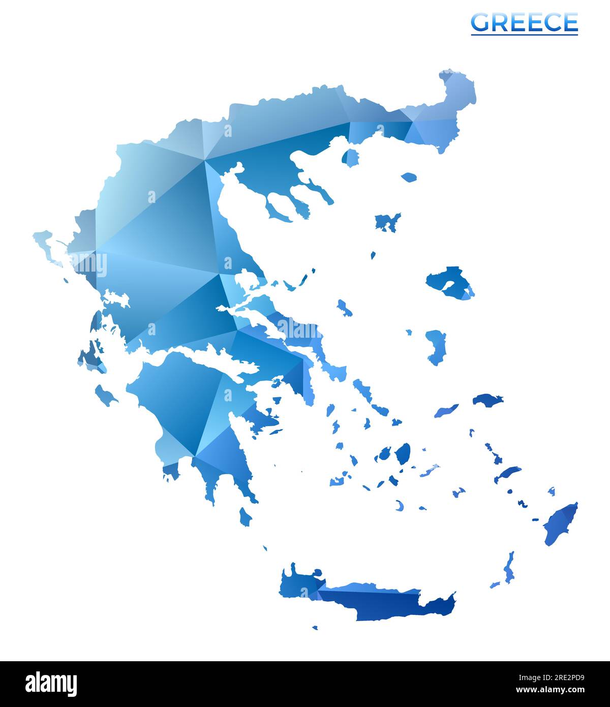 Vector polygonal Greece map. Vibrant geometric country in low poly ...