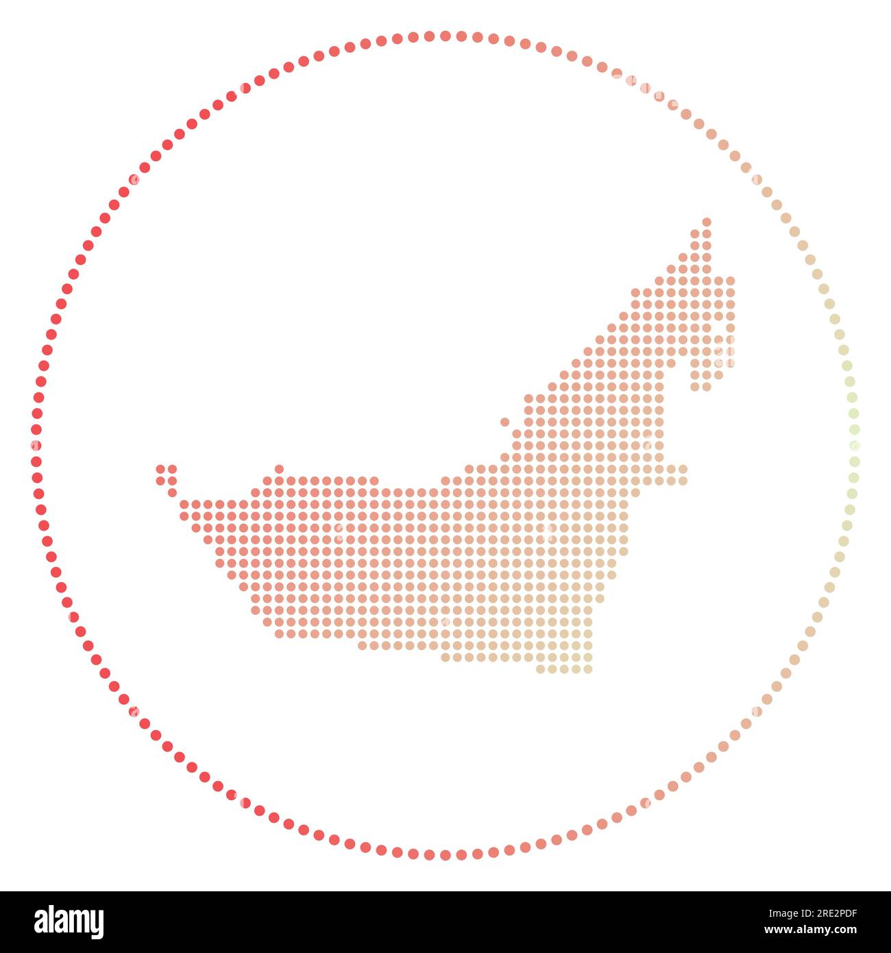 Uae Digital Badge Dotted Style Map Of Uae In Circle Tech Icon Of The