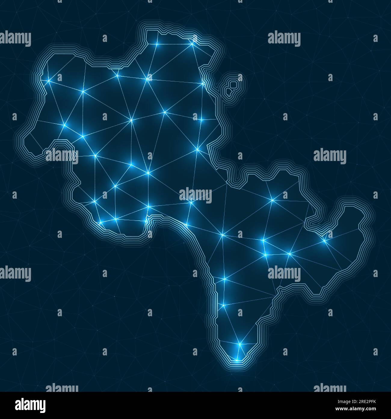 Koh Rong network map. Abstract geometric map of the island. Digital ...