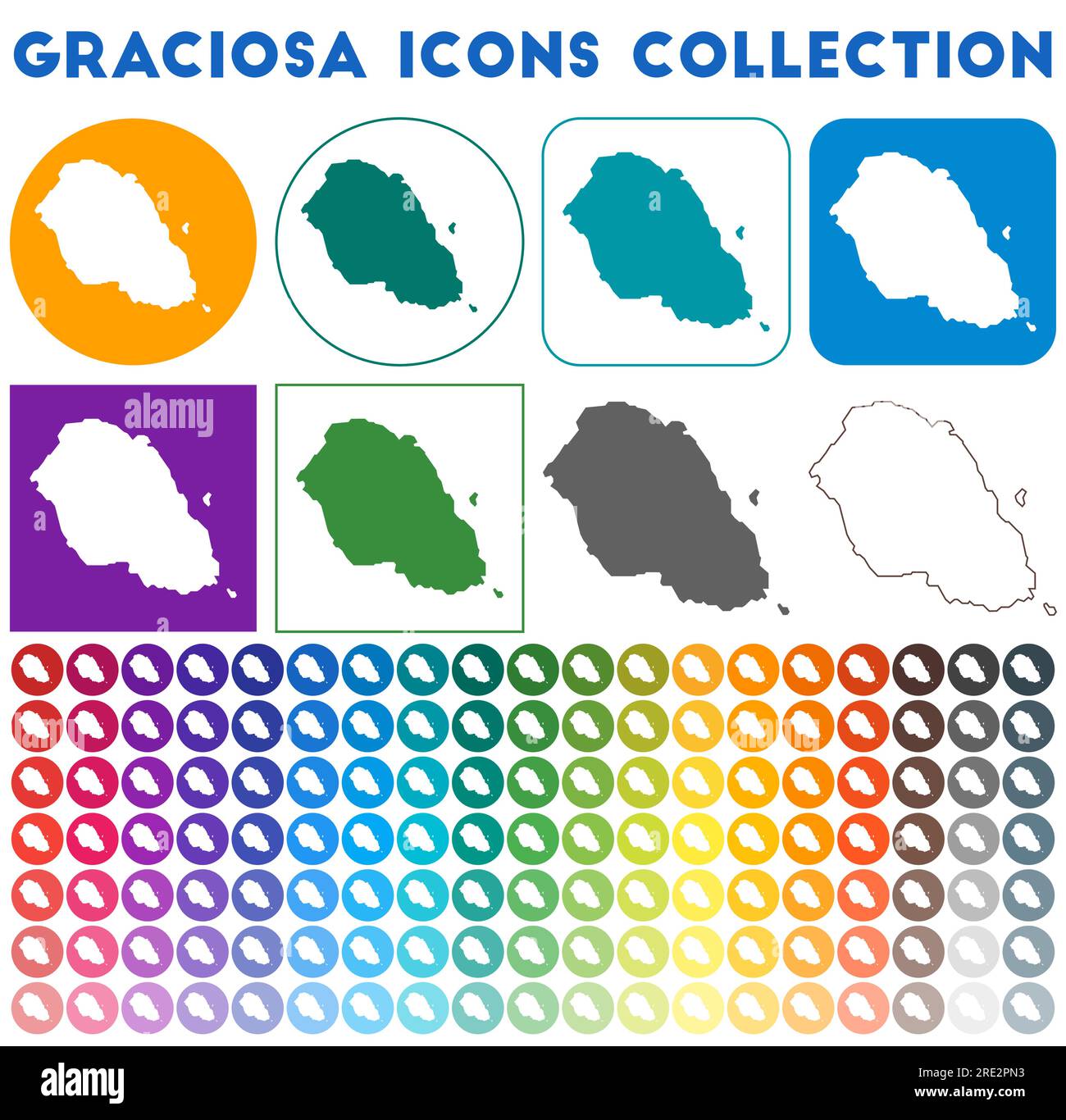 Graciosa Icons Collection Bright Colourful Trendy Map Icons Modern