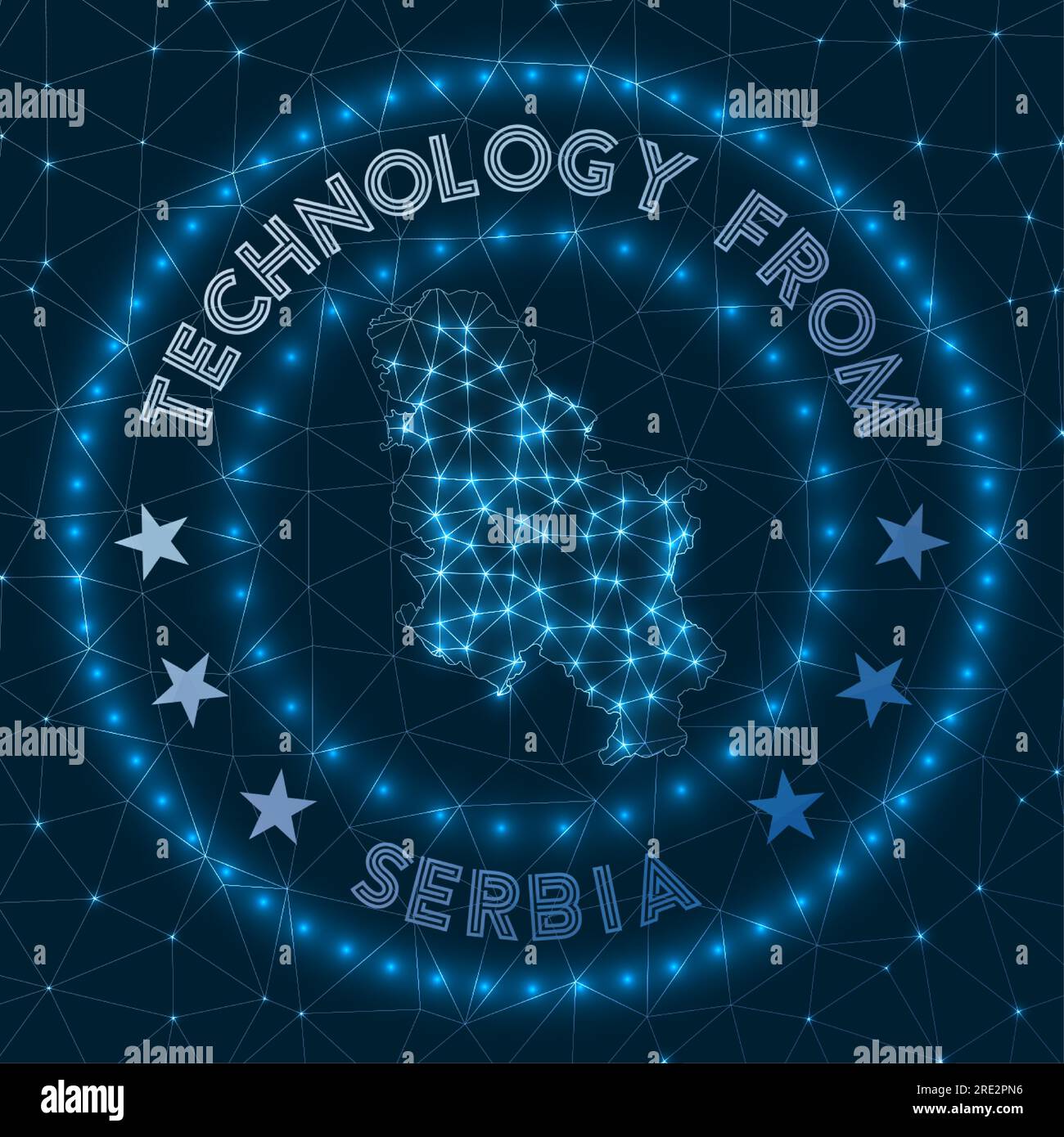 Technology From Serbia. Futuristic geometric badge of the country ...