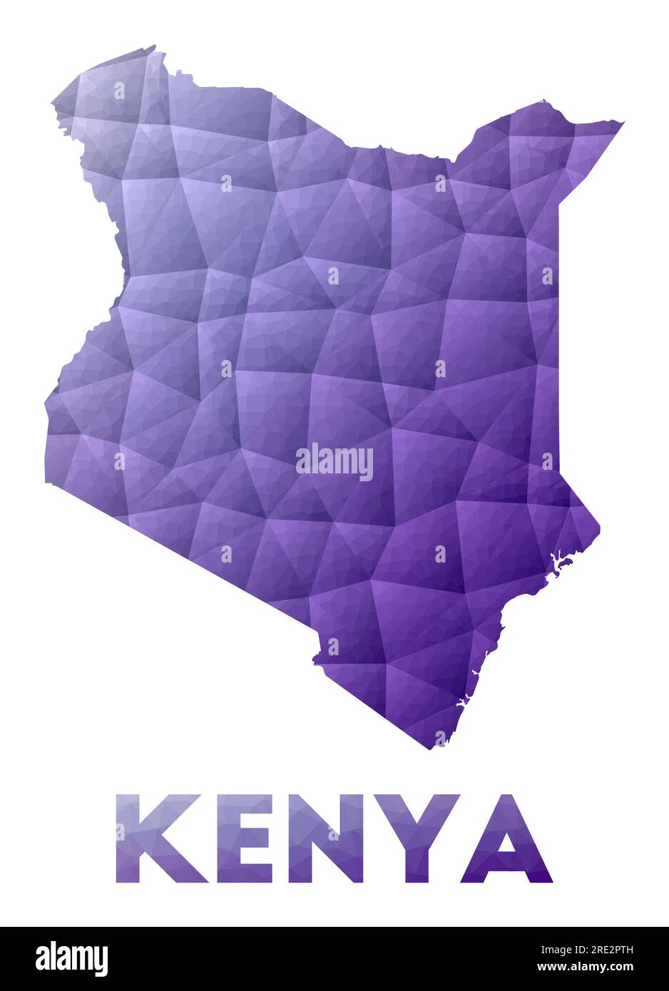Map of Kenya. Low poly illustration of the country. Purple geometric ...