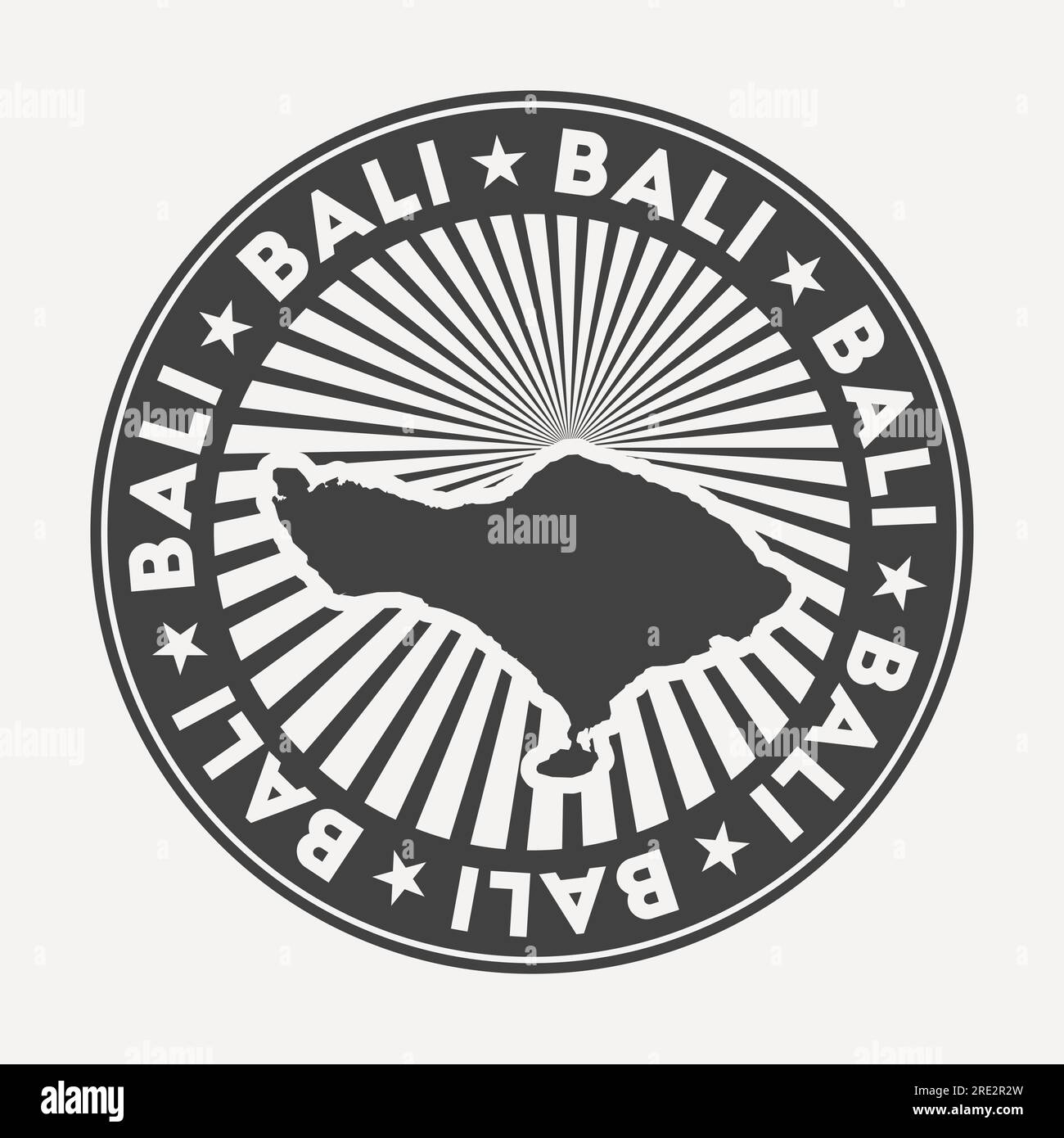 Bali round logo. Vintage travel badge with the circular name and map of ...