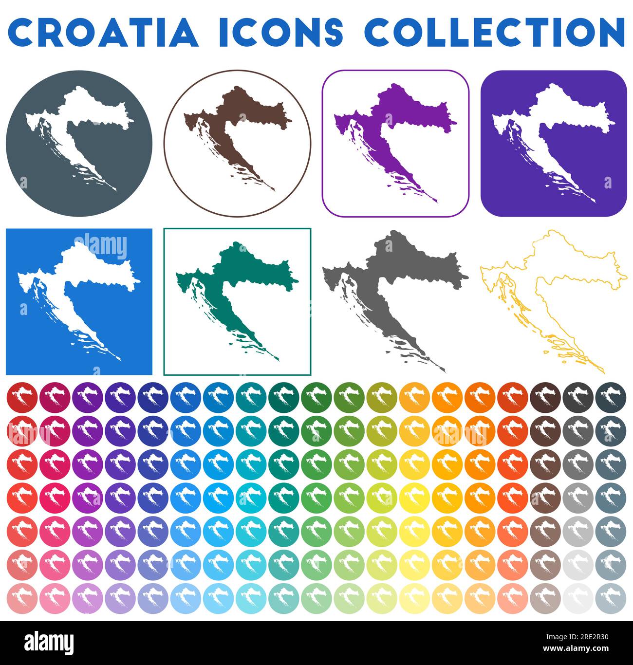 Croatia icons collection. Bright colorful trendy map icons. Modern ...