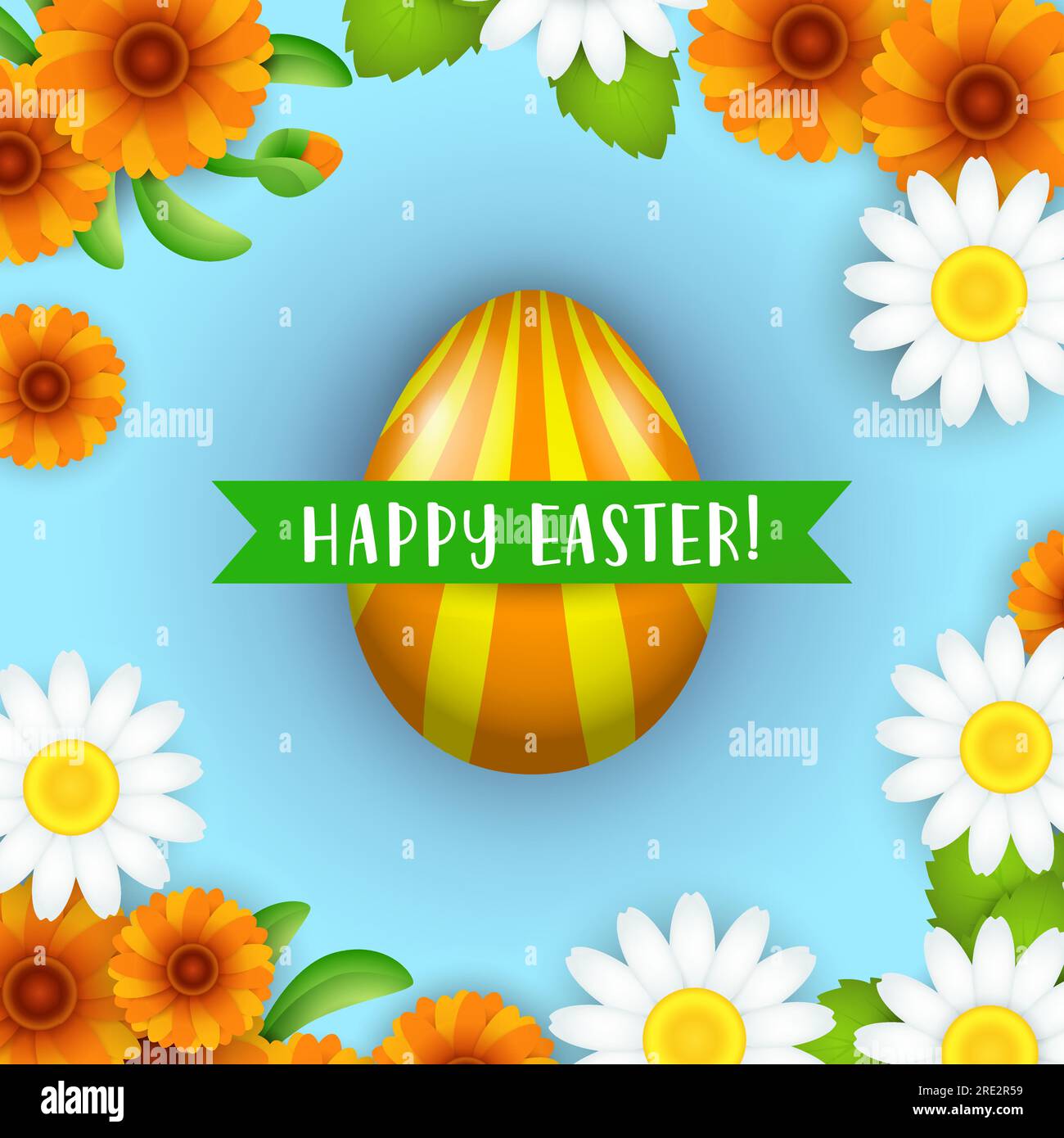 Happy Easter poster design. Orange stripped egg Stock Vector Image ...