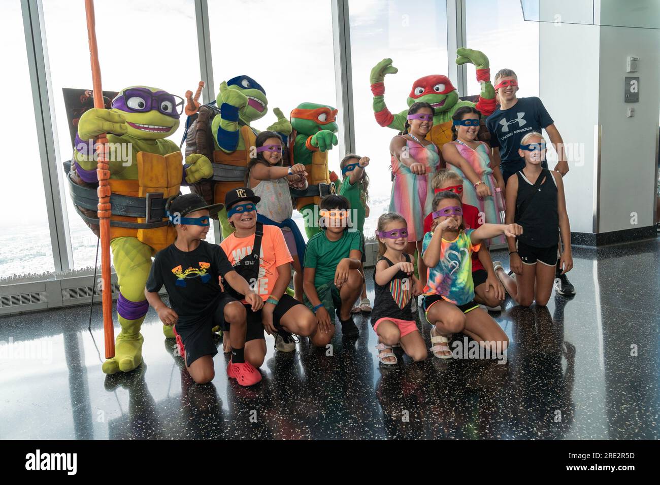 Teenage Mutant Ninja Turtles characters visit One World Observatory in ...