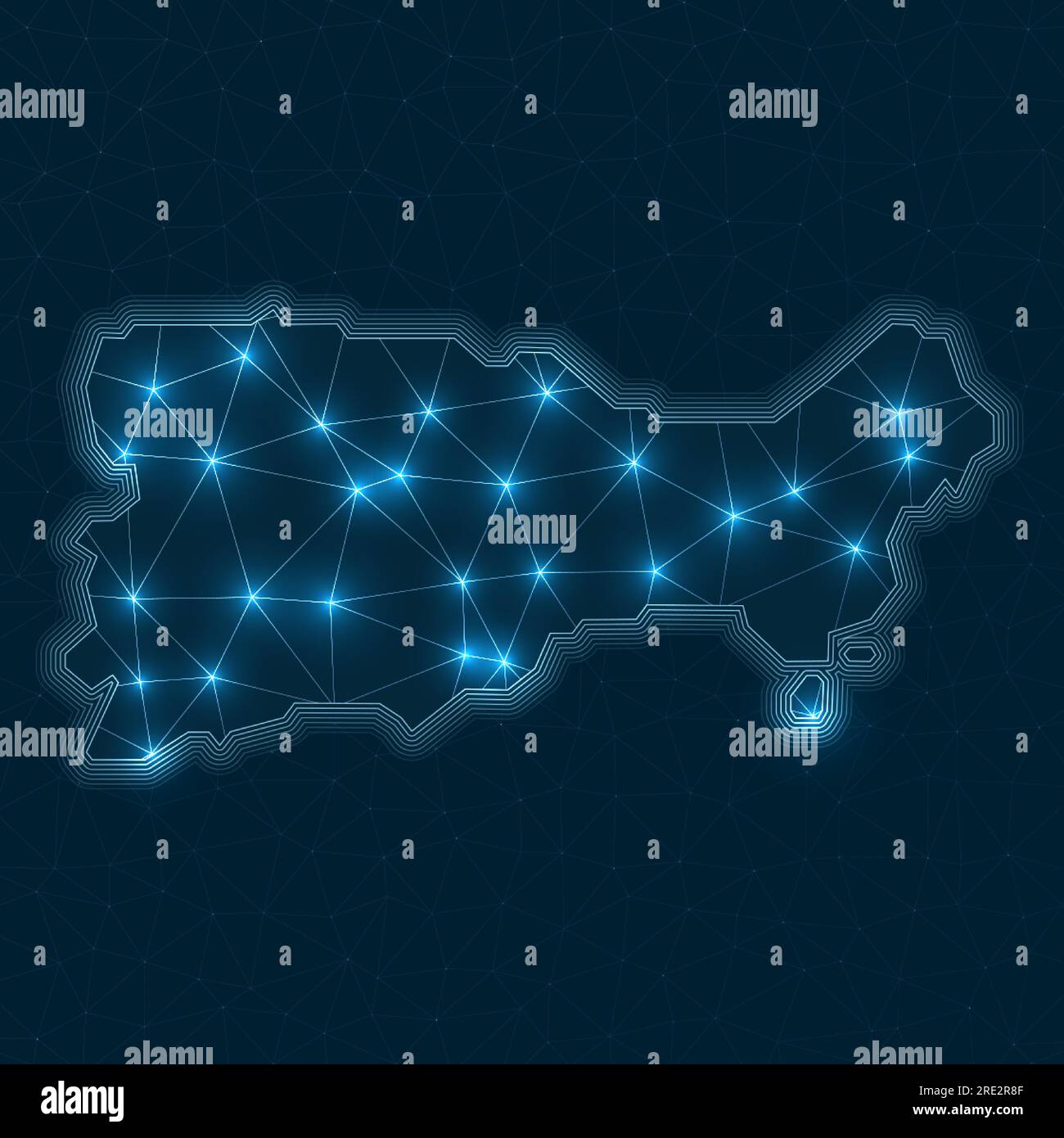 Capri network map. Abstract geometric map of the island. Digital ...
