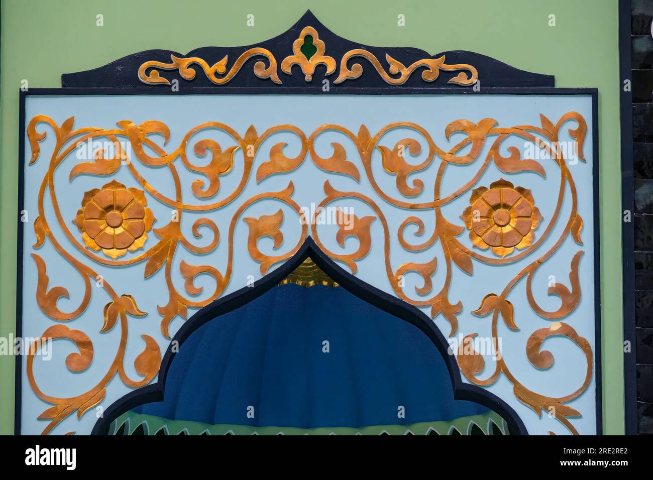 Kazakhstan, Almaty. Baiken Mosque Interior Showing Floral Decorations ...