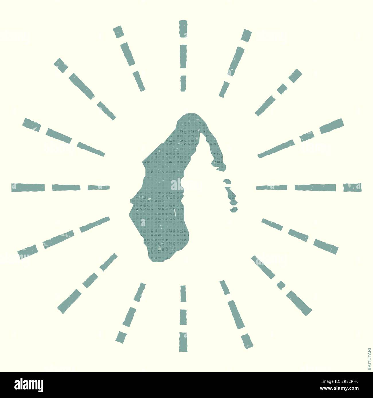 Aitutaki Logo. Grunge sunburst poster with map of the island. Shape of ...