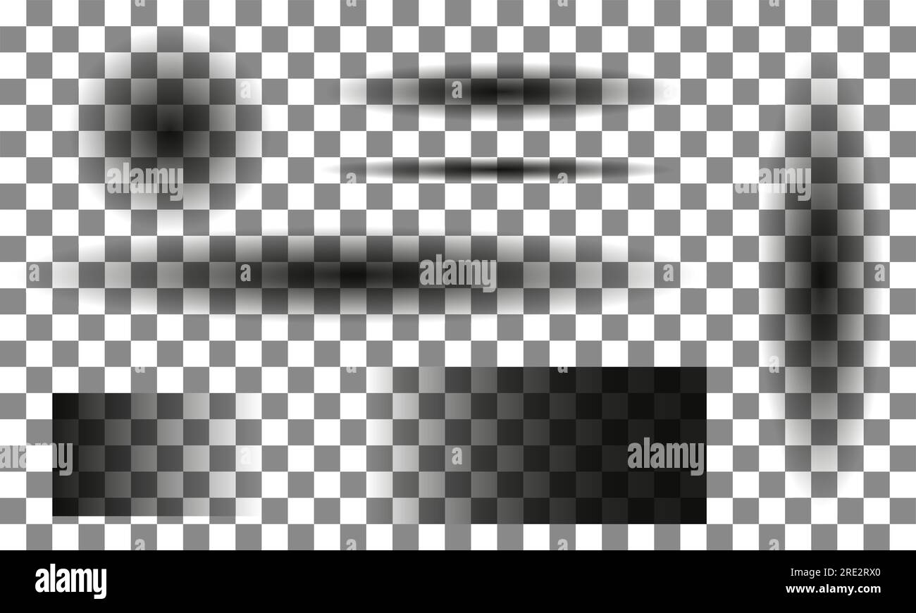 A set of vector shadows of different sizes and shapes on a transparent ...