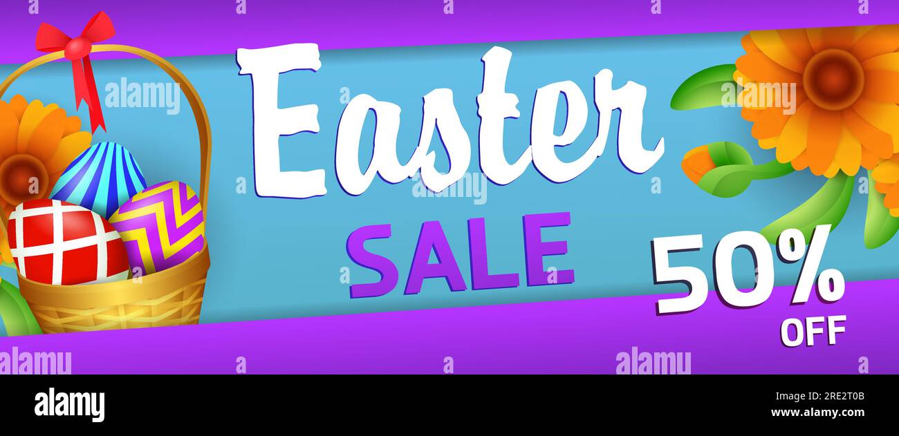 Easter sale banner design. Fifty percent discount Stock Vector Image ...