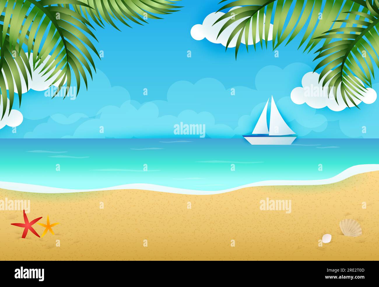 Idyllic background of tropical beach landscape vector Stock Vector ...