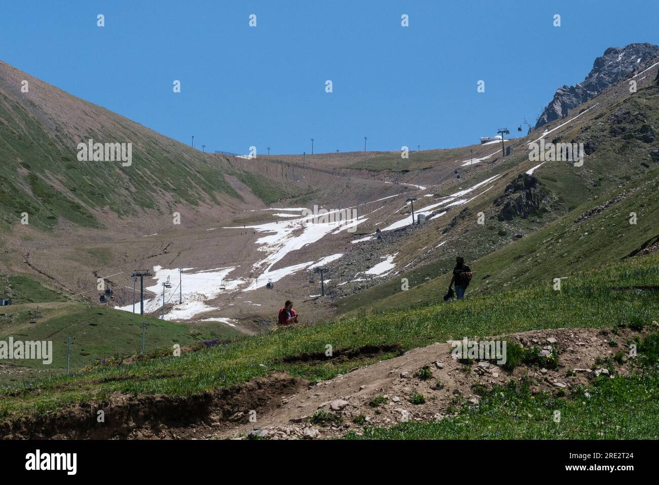 Kazakhstan, Shymbulak Ski Resort. Scenic View and Chair Lift Seen from ...