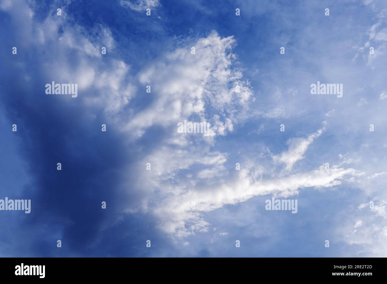 A landscape of the blue sky with clouds loaded with humidity and ...
