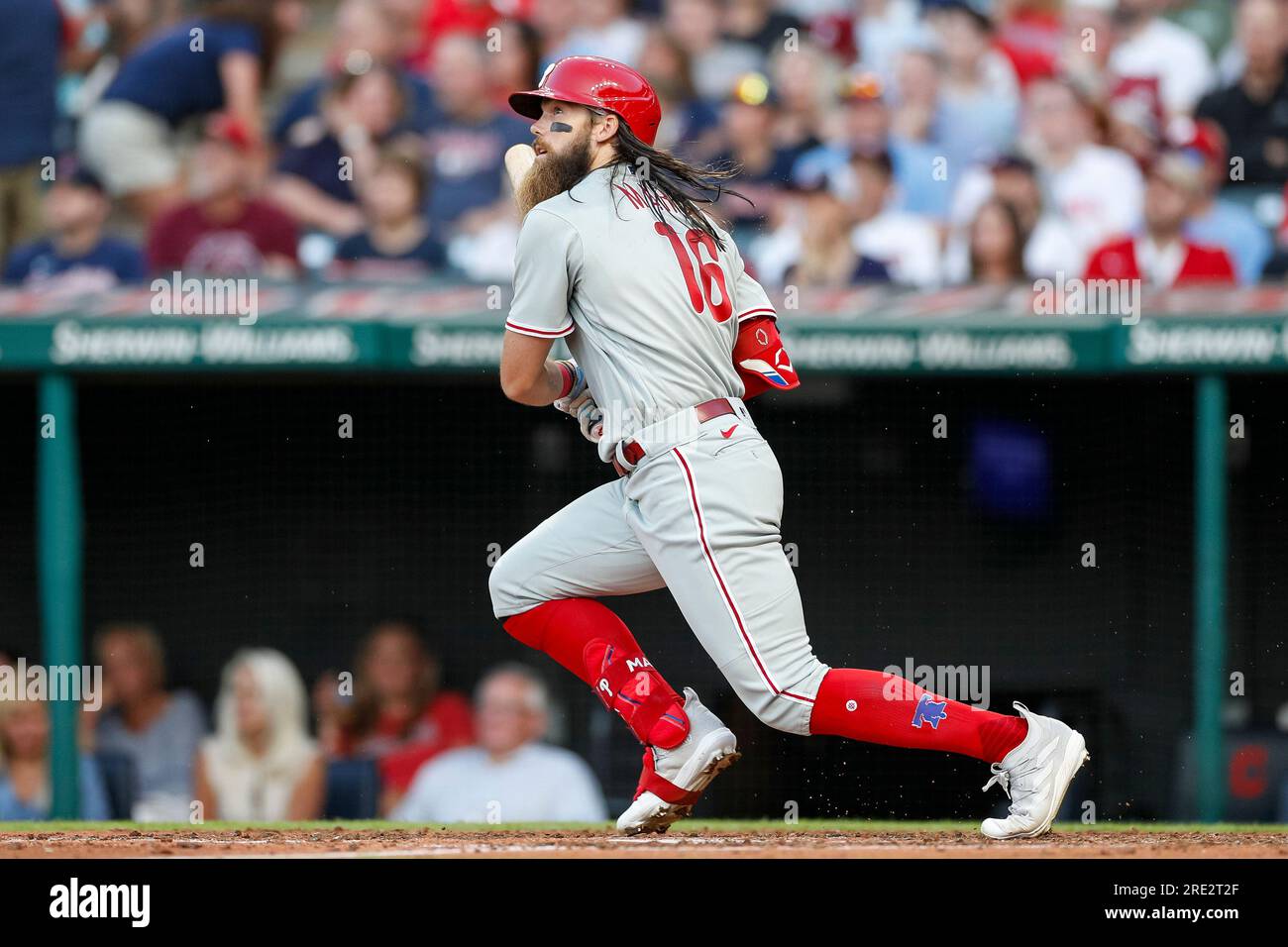 Philadelphia Phillies center fielder Brandon Marsh (16) watches his ...