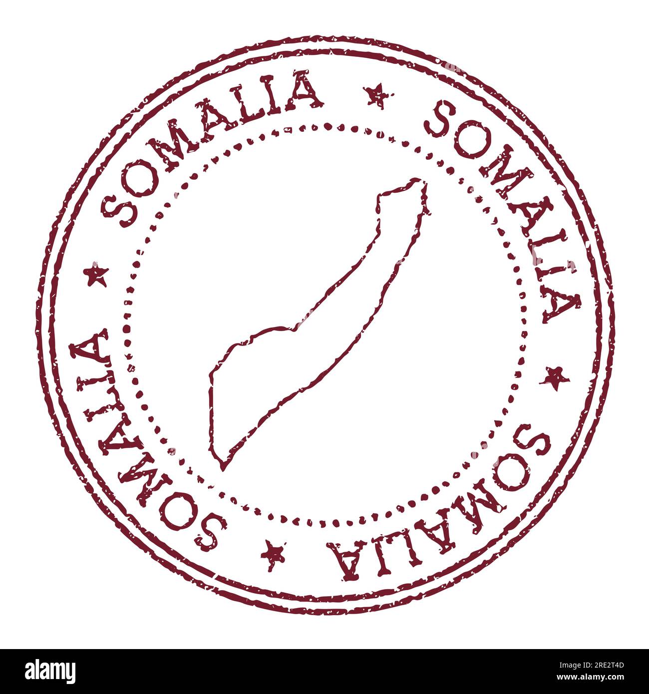 Somalia round rubber stamp with country map. Vintage red passport stamp ...