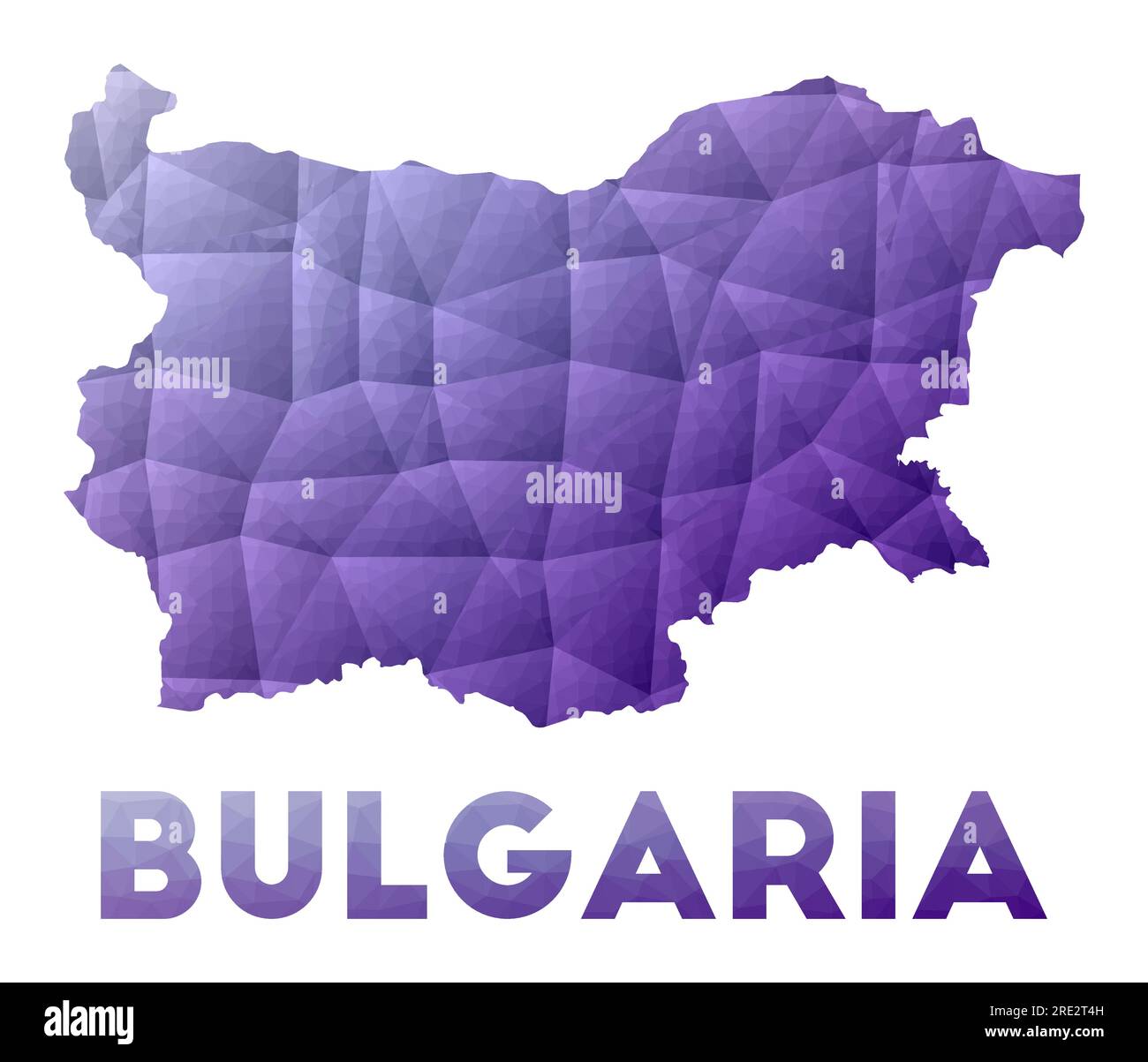 Map of Bulgaria. Low poly illustration of the country. Purple geometric design. Polygonal vector ...