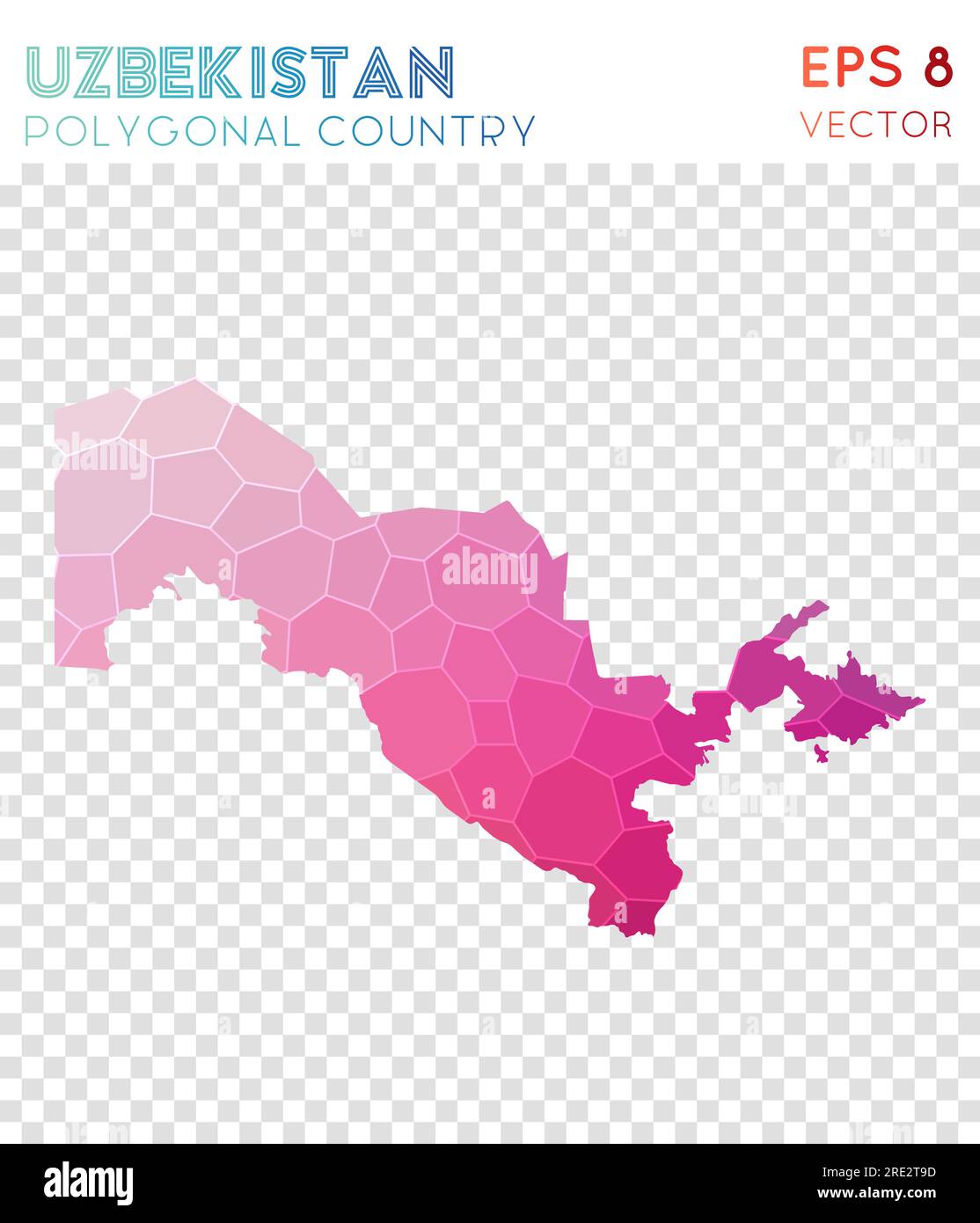 Uzbekistan polygonal map, mosaic style country. Extraordinary low poly ...