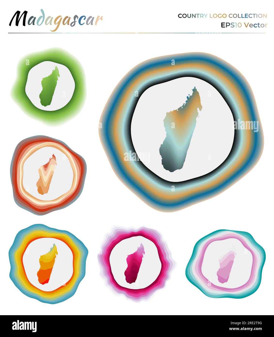 Madagascar logo collection. Colorful badge of the country. Layers ...