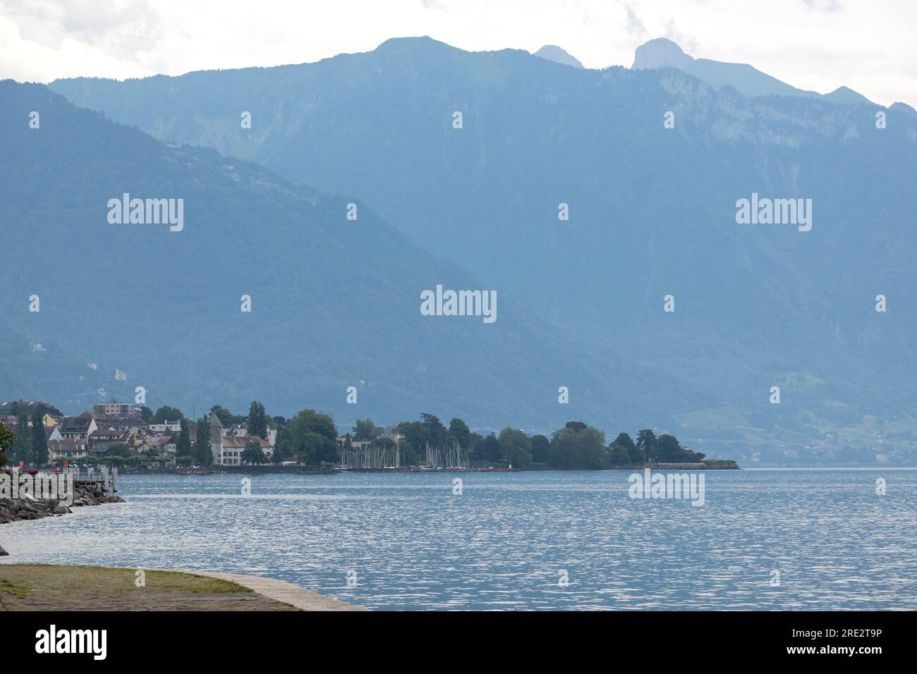 Summer Landscape from town of Vevey to Lake Geneva, Canton of Vaud ...