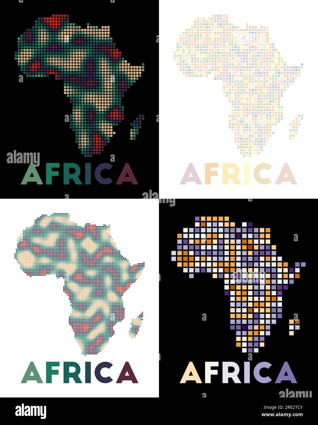 Africa map. Collection of maps of Africa in dotted style. Borders of ...