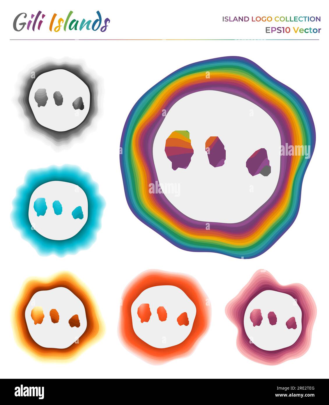 Gili Islands logo collection. Colorful badge of the island. Layers ...