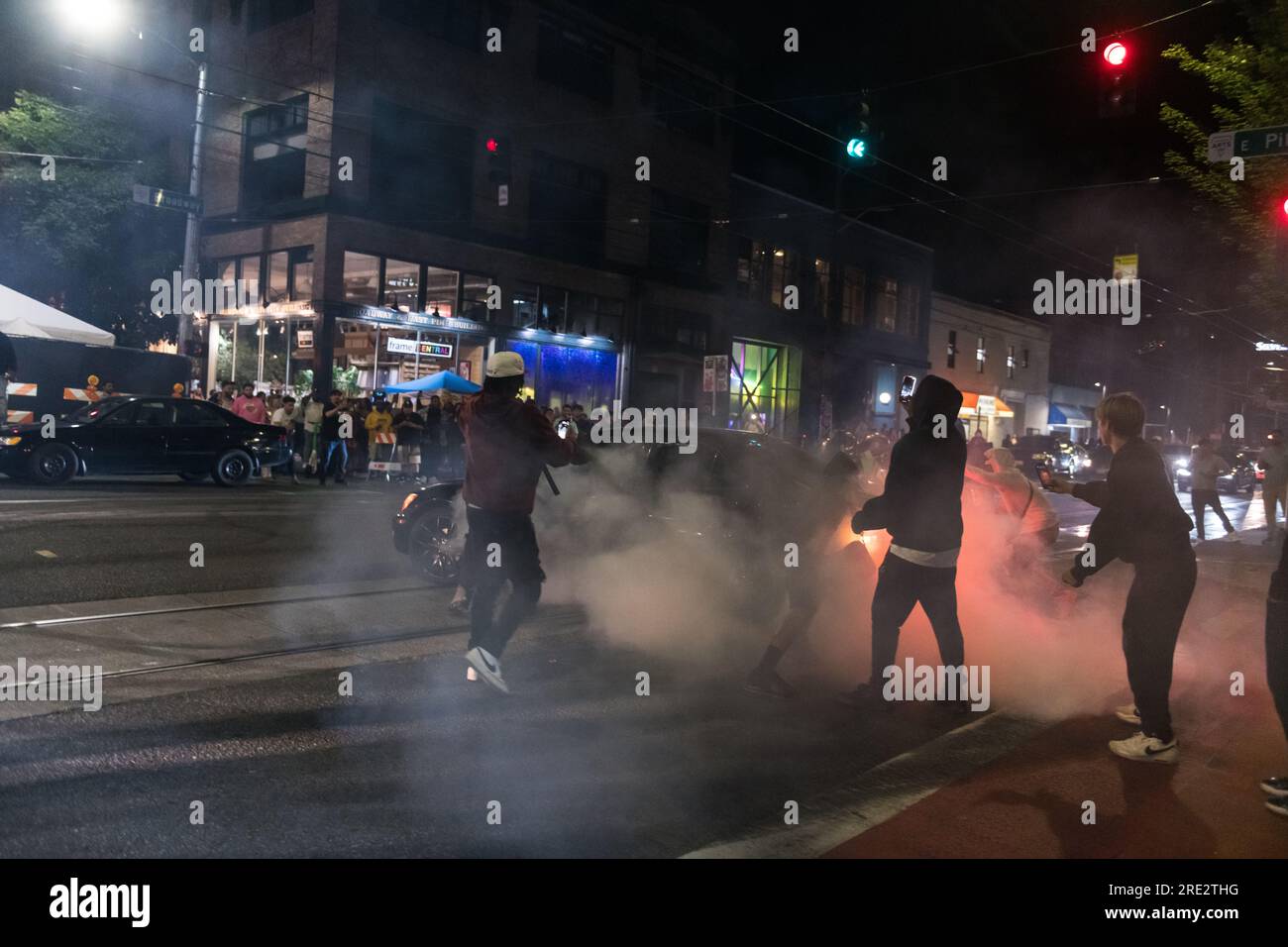 Seattle, USA. 23 Jul, 2023. Street racers take over the Broadway/Pike ...