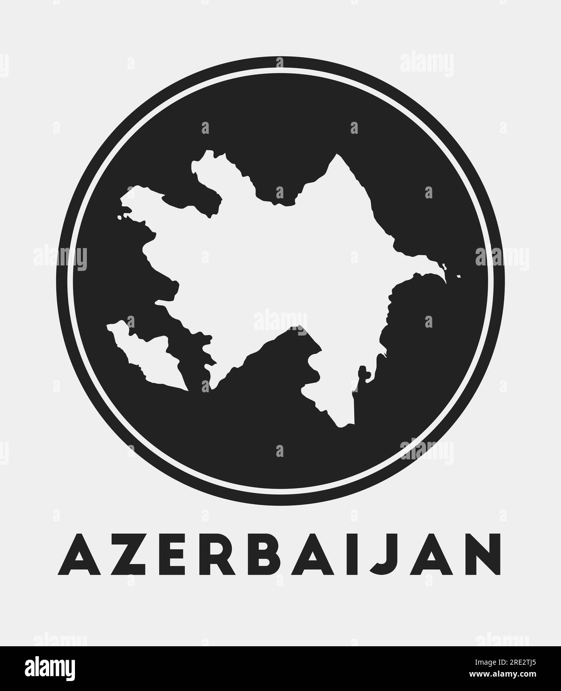 Azerbaijan icon. Round logo with country map and title. Stylish ...