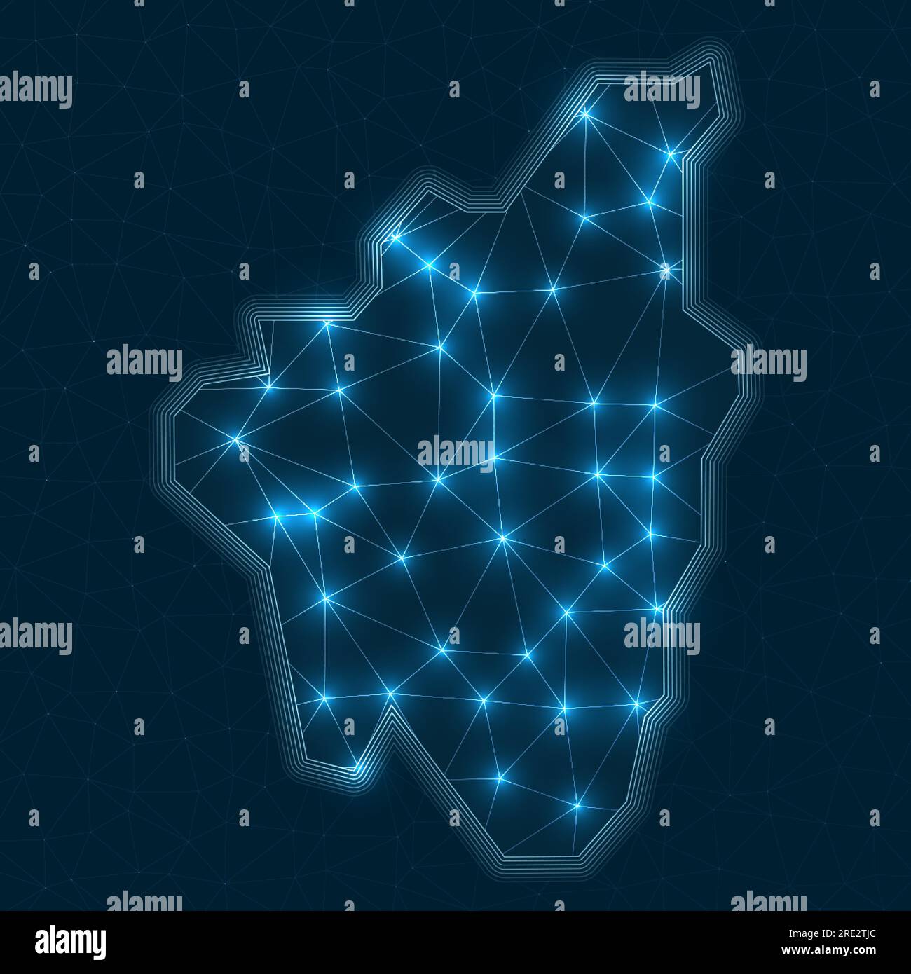 Lobos Island network map. Abstract geometric map of the island. Digital ...