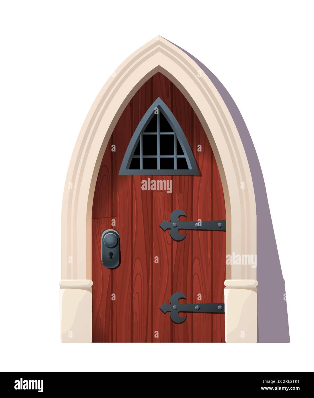 Ancient wooden door with handle Stock Vector Images - Alamy