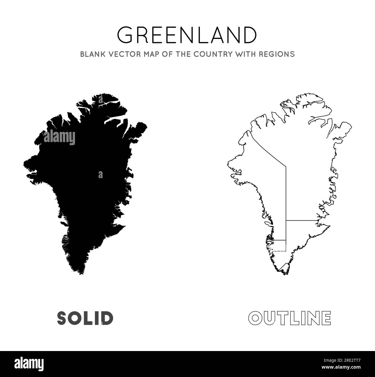 Greenland map. Blank vector map of the country with regions. Borders of ...