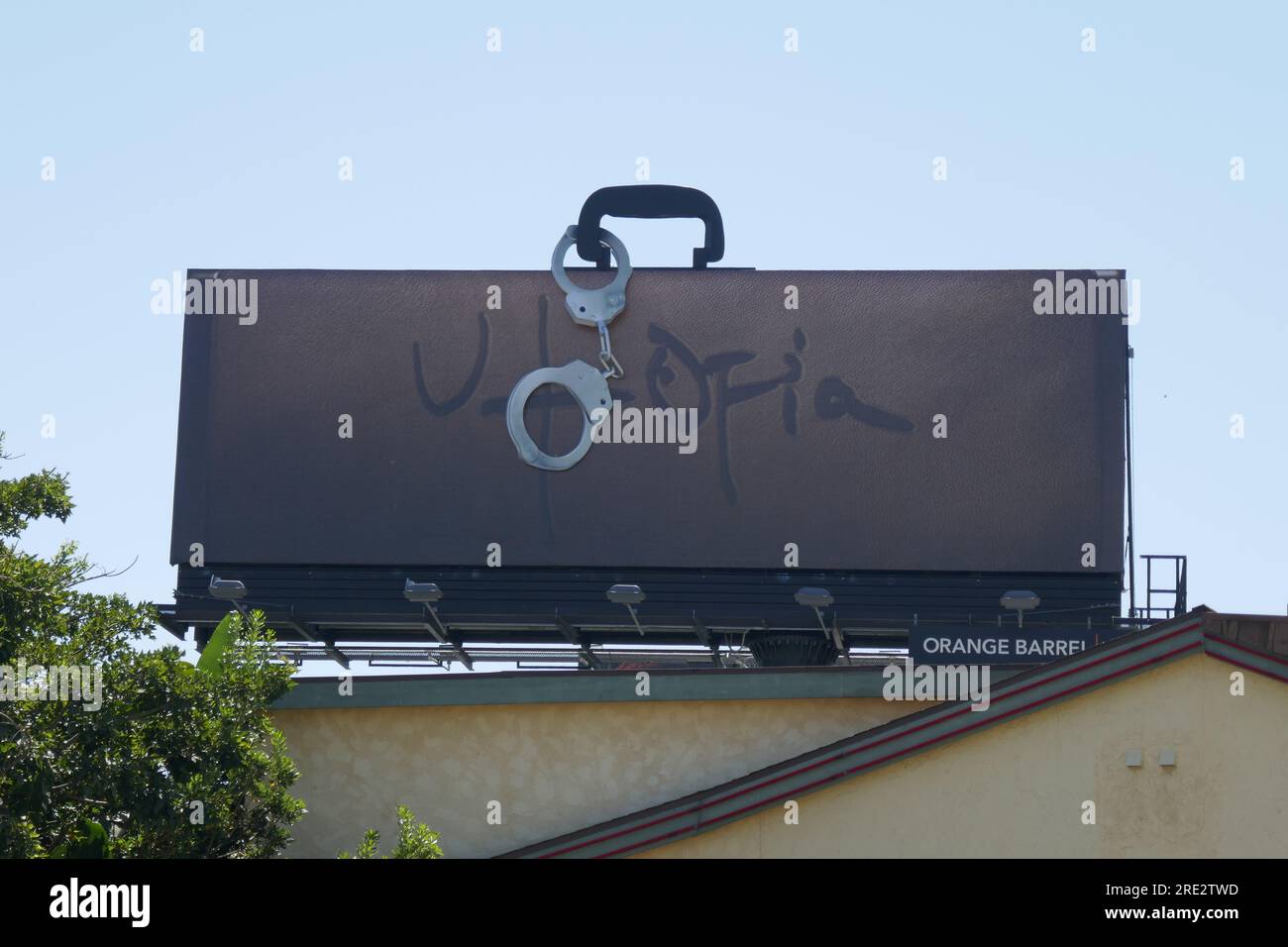 West Hollywood, California, USA 24th July 2023 Travis Scott Utopia Handcuffs Billboard on Sunset ...