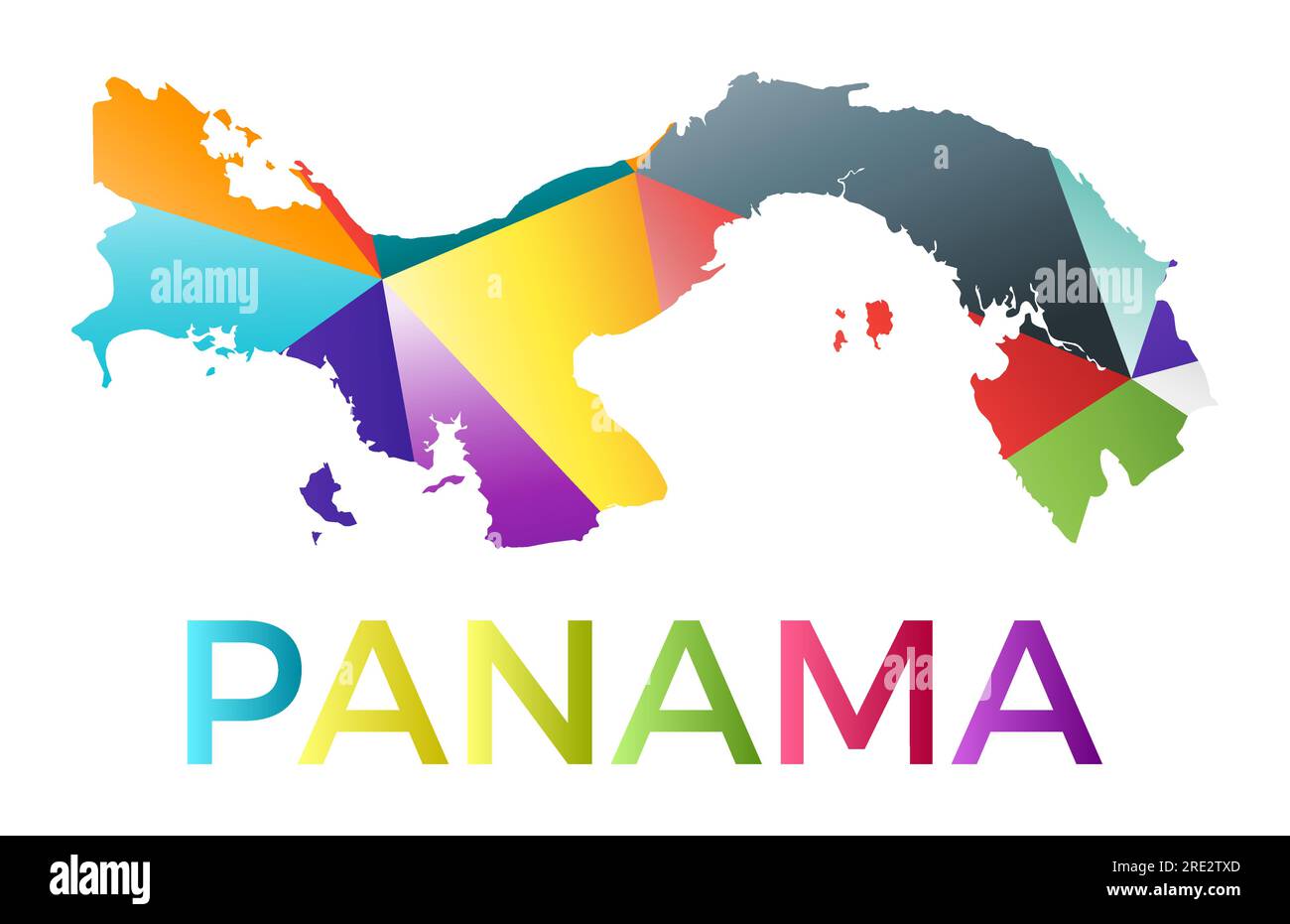 Bright colored Panama shape. Multicolor geometric style country logo ...
