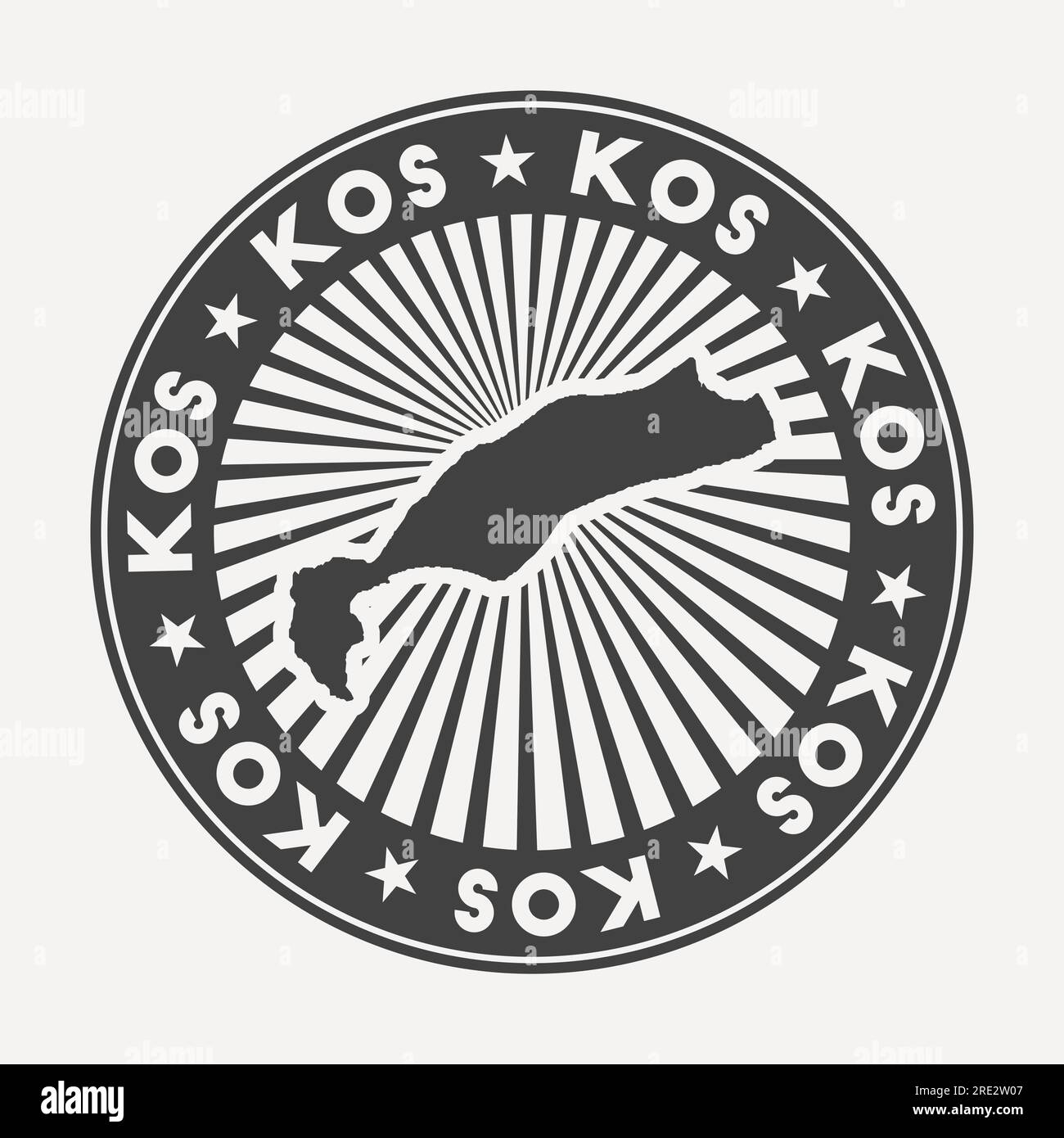 Kos round logo. Vintage travel badge with the circular name and map of ...