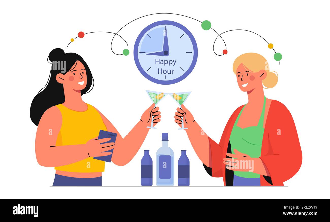 Women drinking alcohol in happy hour vector Stock Vector Image & Art ...