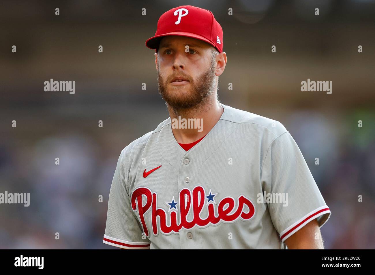 Philadelphia Phillies starting pitcher Zack Wheeler (45) looks on ...