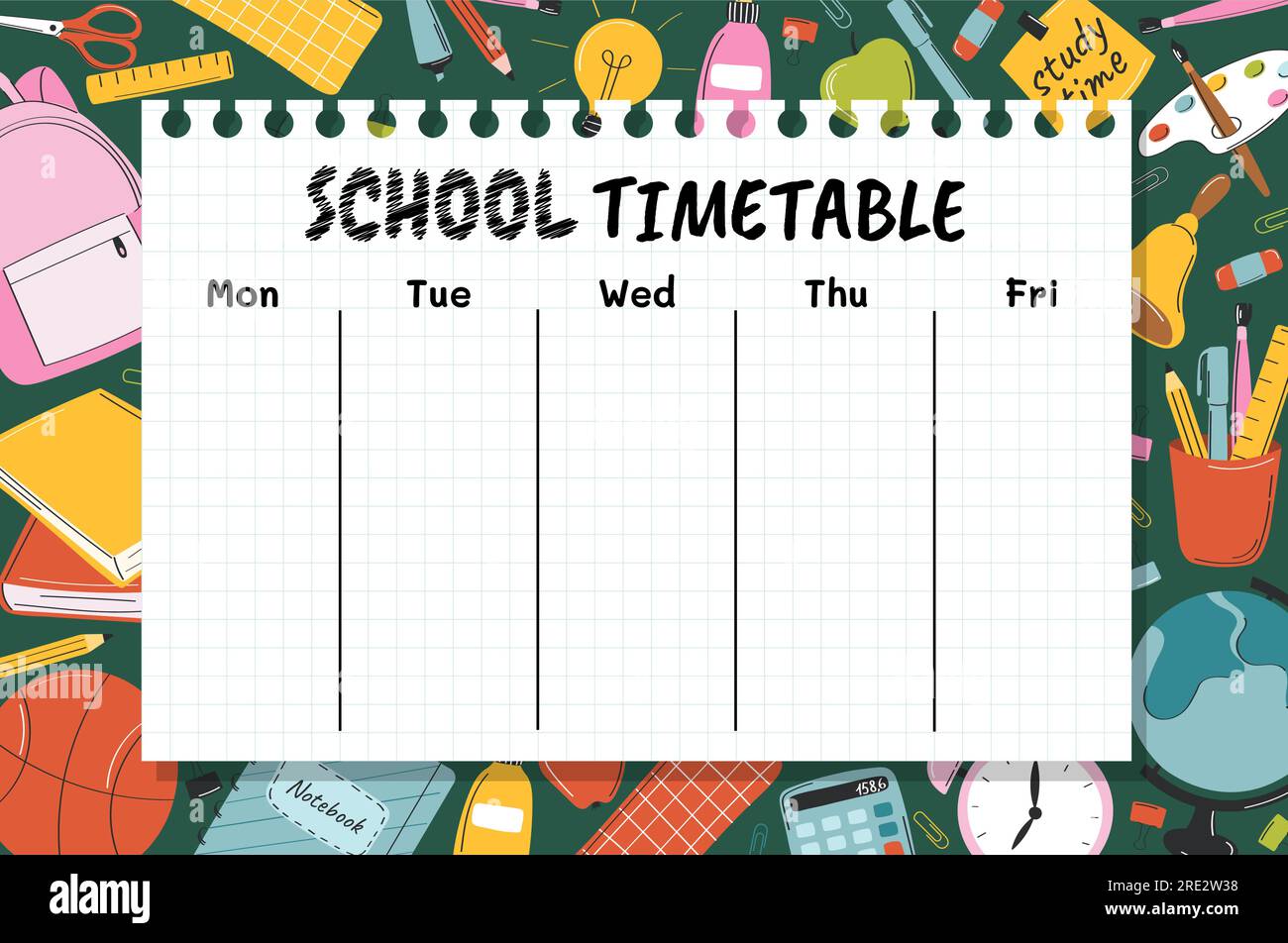 School timetable for lessons vector concept Stock Vector Image & Art ...