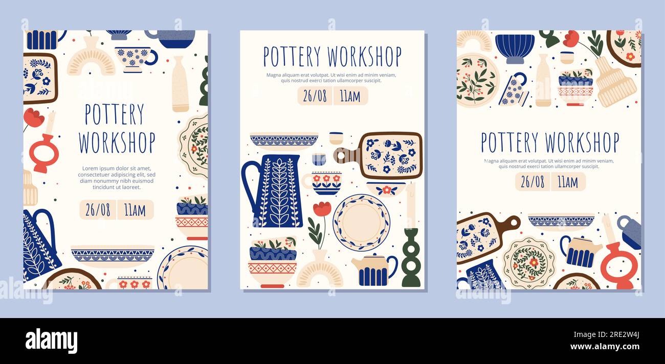 Set of pottery workshop flyers vector Stock Vector Image & Art - Alamy