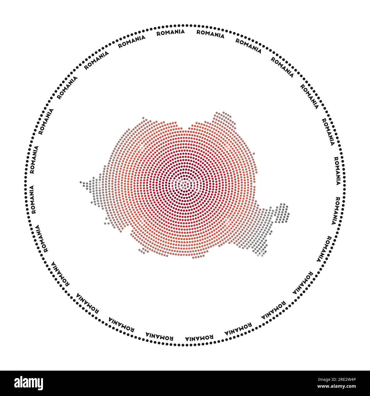 Romania round logo. Digital style shape of Romania in dotted circle ...
